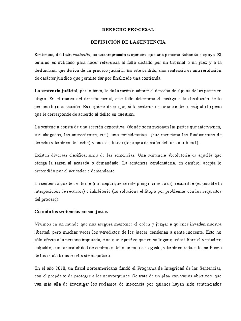 Sentencias: Definición y Desafíos | PDF | Sentencia (Ley) | Ley procesal