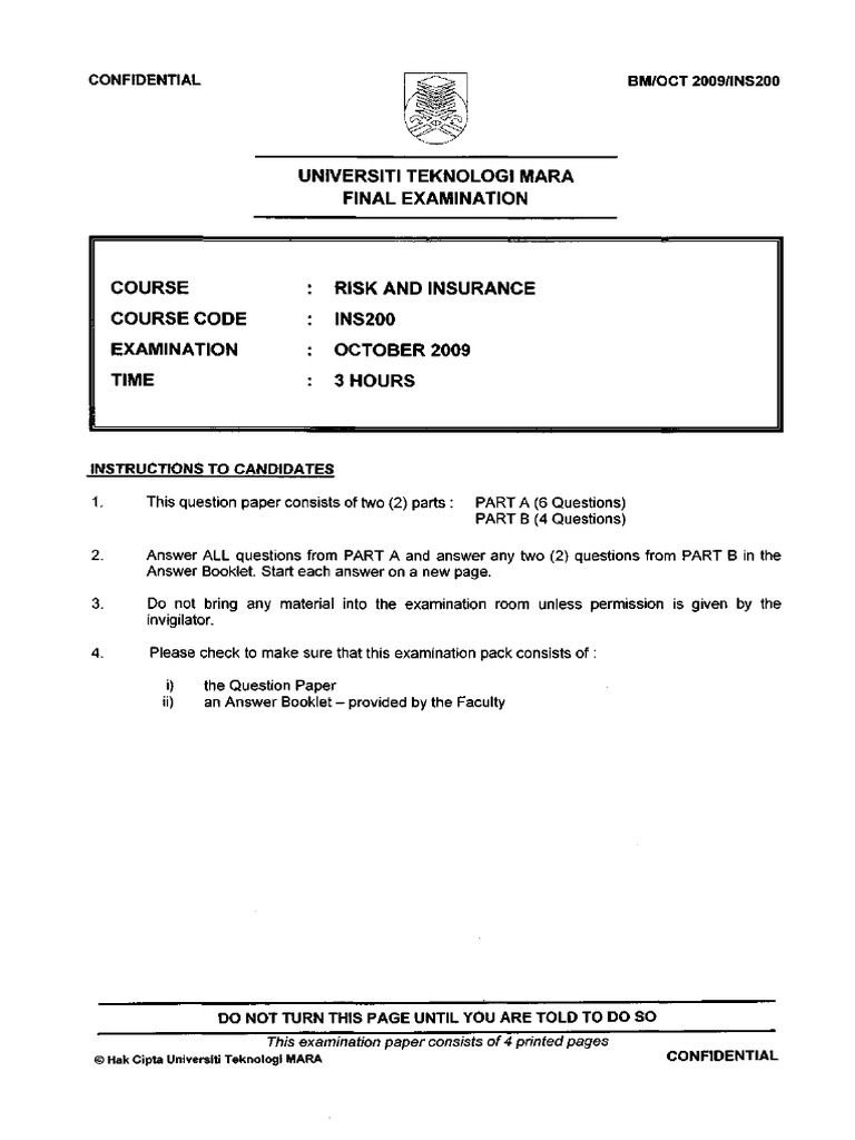 INS200 | PDF | Reinsurance | Insurance