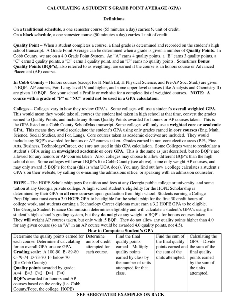Calculating A Students Gpa PDF | PDF | Grading (Education) | Course Credit