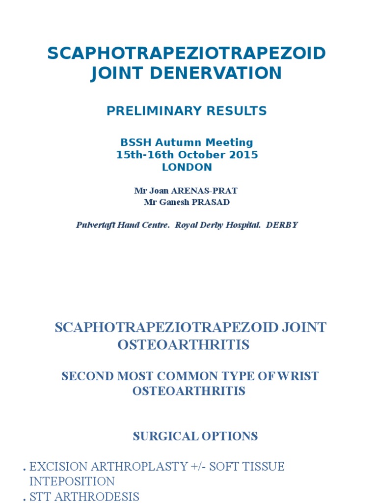 Scaphotrapeziotrapezoid (STT) Joint Denervation | PDF