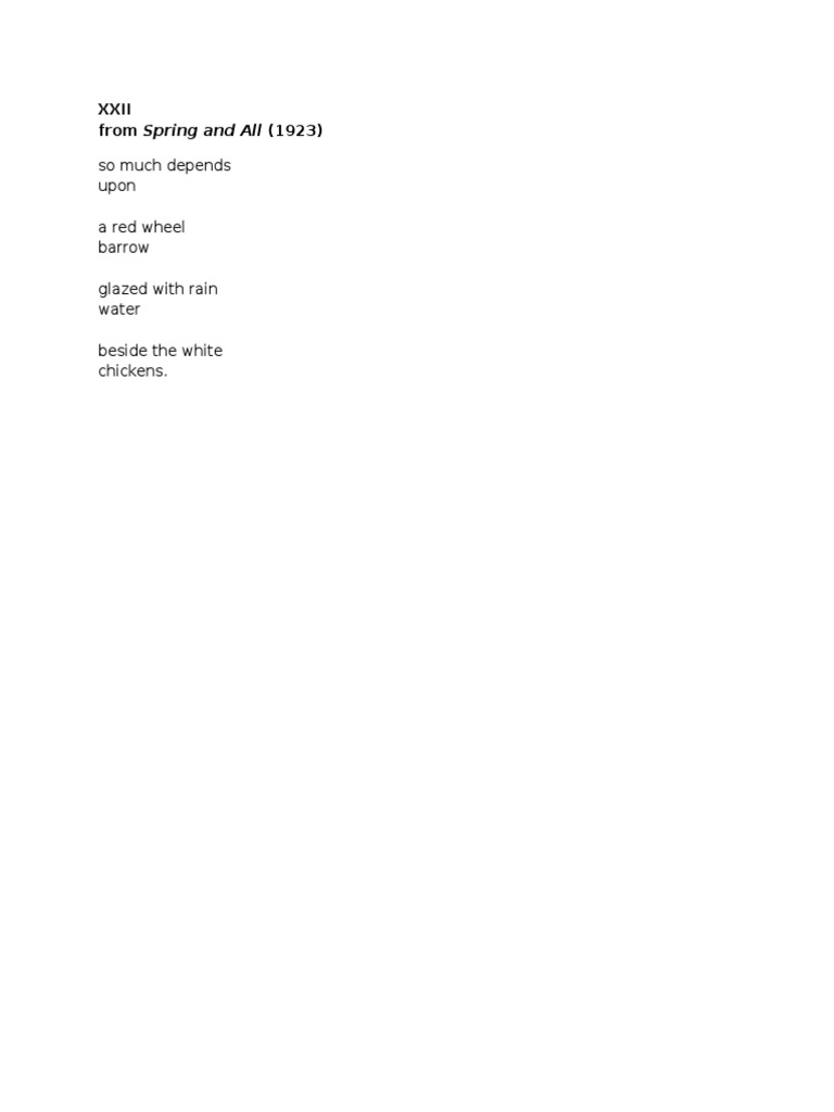 The Red Wheelbarrow Poem Analysis | PDF