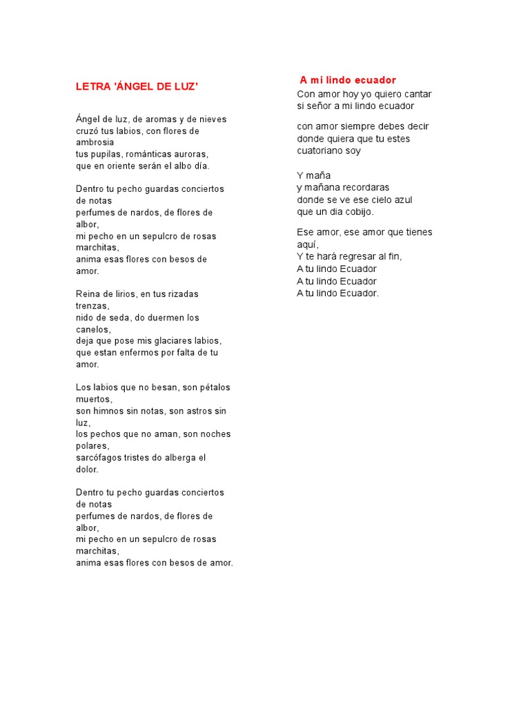 LETRA Pasillo Ecuador | PDF | Ocio