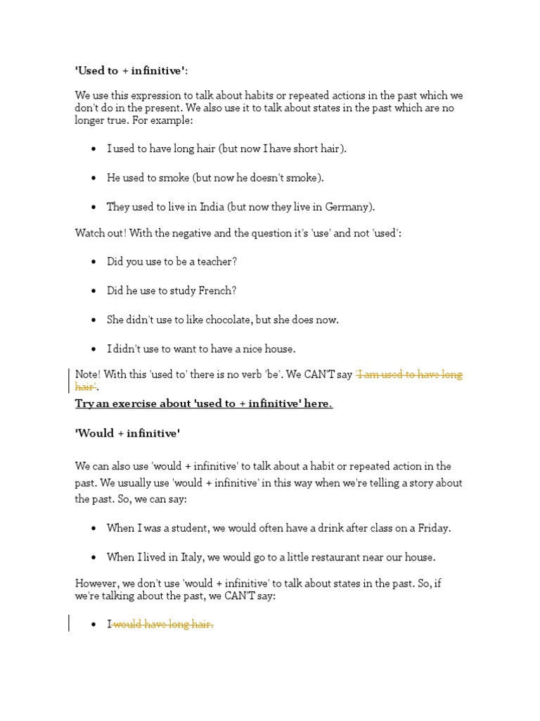 Used To Grammar | PDF | Verb | Morphology