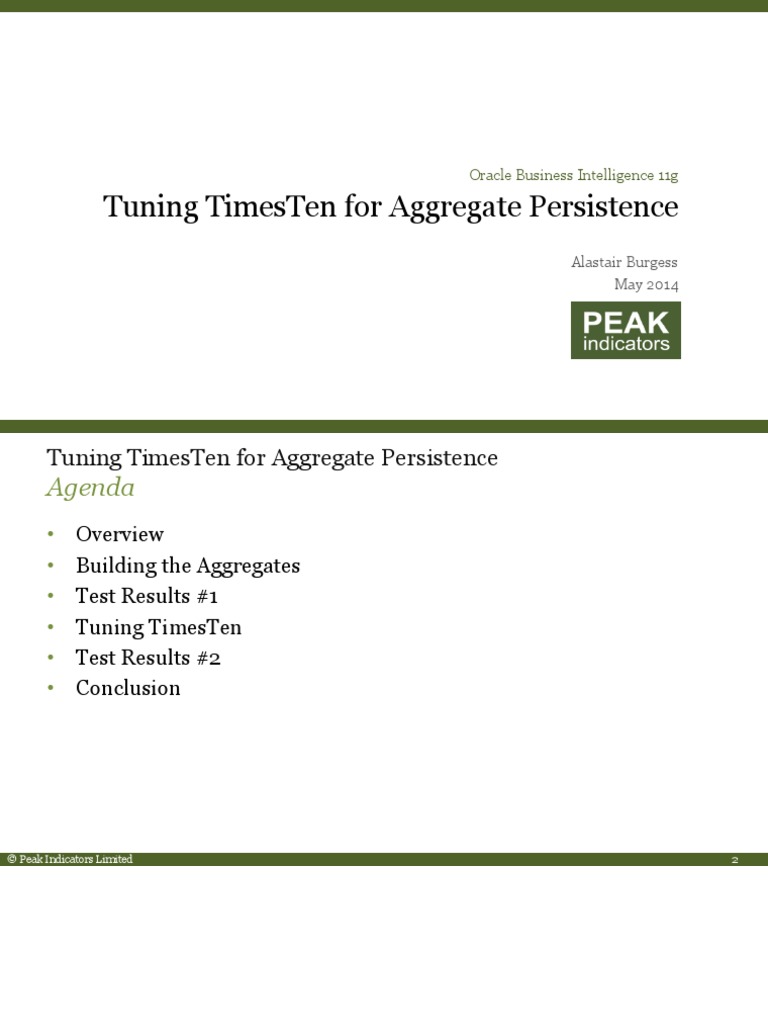 Tuning Timesten For Aggregate Persistence | PDF | Database Index ...