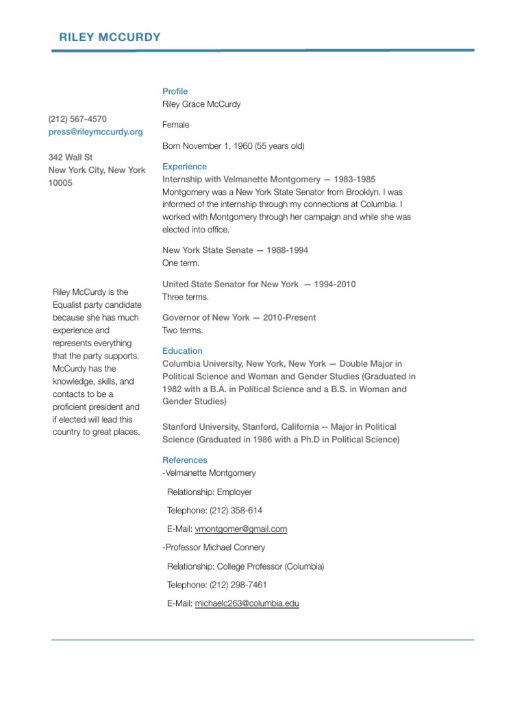 Political Leader Resume | PDF | Politics