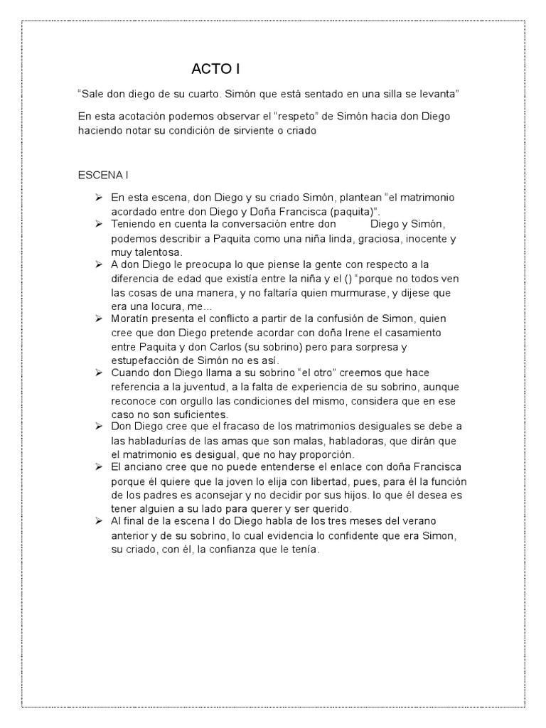 ACTO I El Si de Las Niñas | PDF | Hombre | Mujer
