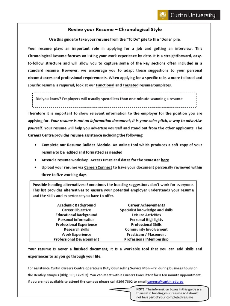 Chronological Resume Sample | PDF | Résumé | Business