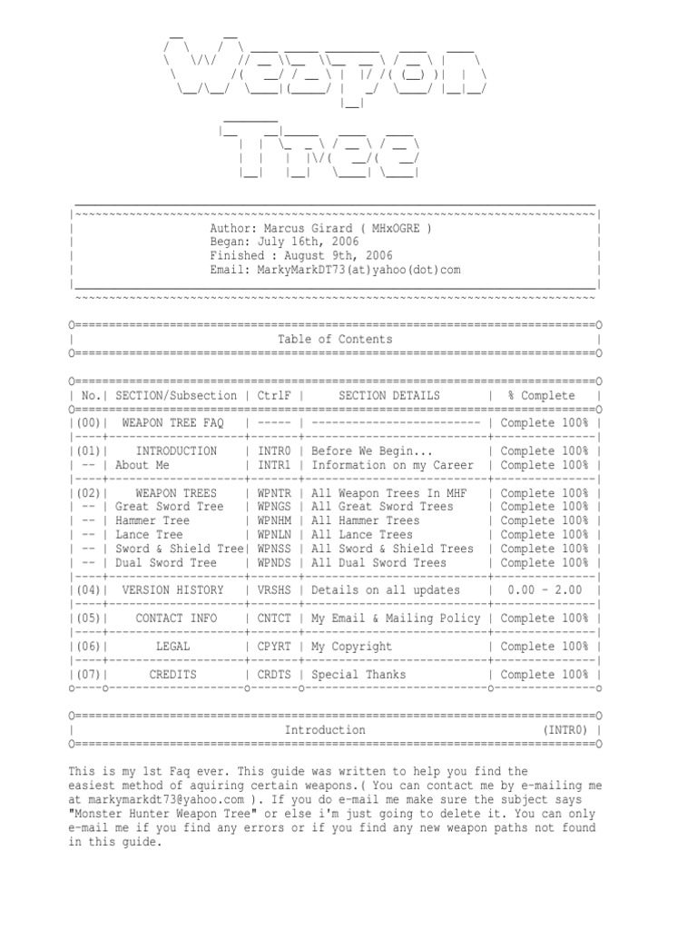 Monster Hunter Freedom Weapon Tree | PDF | Sword | Blade