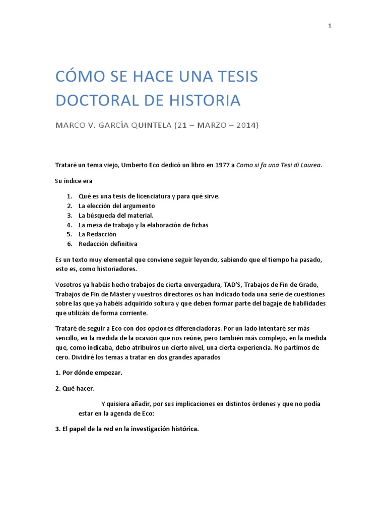 Guía para hacer una tesis en historia | PDF | Historiografía | Arqueología