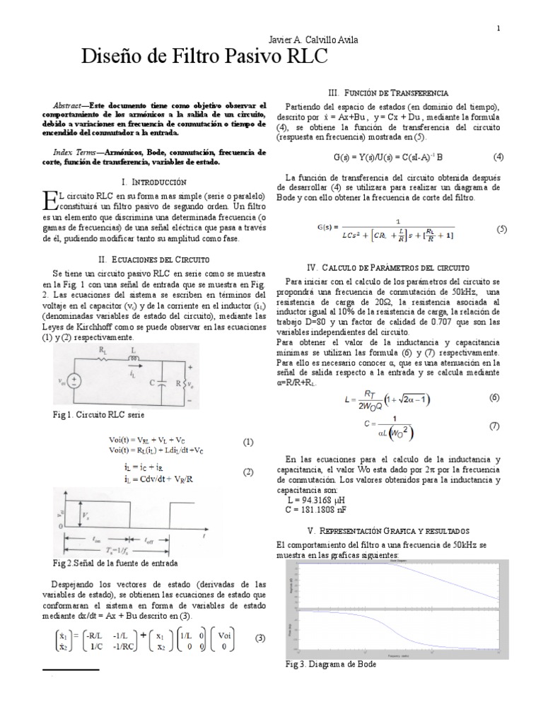 Diseño de Filtro Pasivo RLC | PDF | Red eléctrica | Inductor