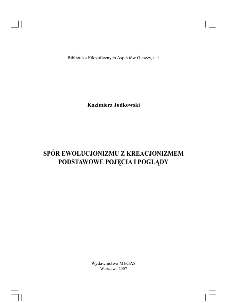Kazimierz Jodkowski, Spór ewolucjonizmu z kreacjonizmem, BFAG 7 ...
