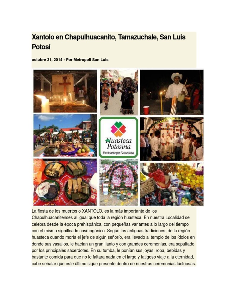 Xantolo en Chapulhuacanito | PDF | Máscara | Rituales