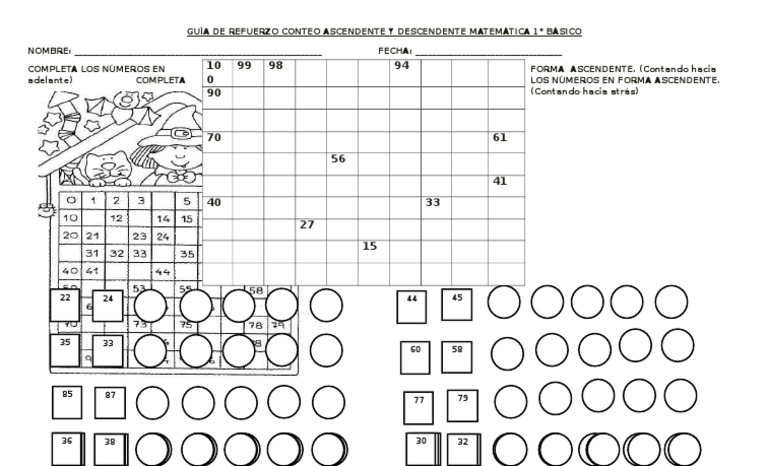 Guía de Refuerzo Conteo Ascendente y Descendente Matemática 1° | PDF