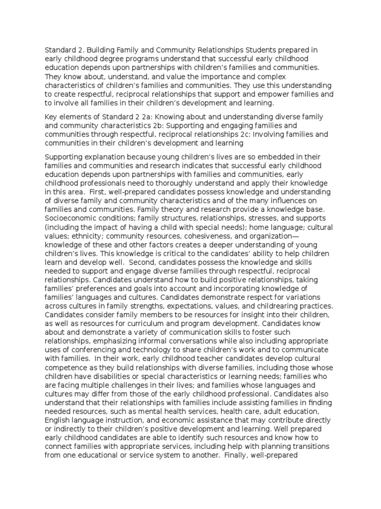 Naeyc Standard 2 | PDF | Community | Early Childhood Education