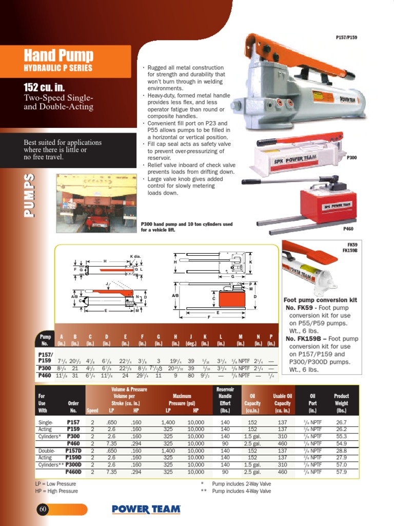 Power Team Hydraulic Hand Pump Overview | PDF | Pump | Valve