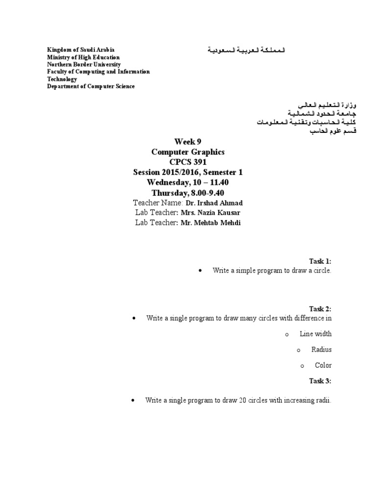 Computer Graphics Programming Tasks | PDF | Technology & Engineering