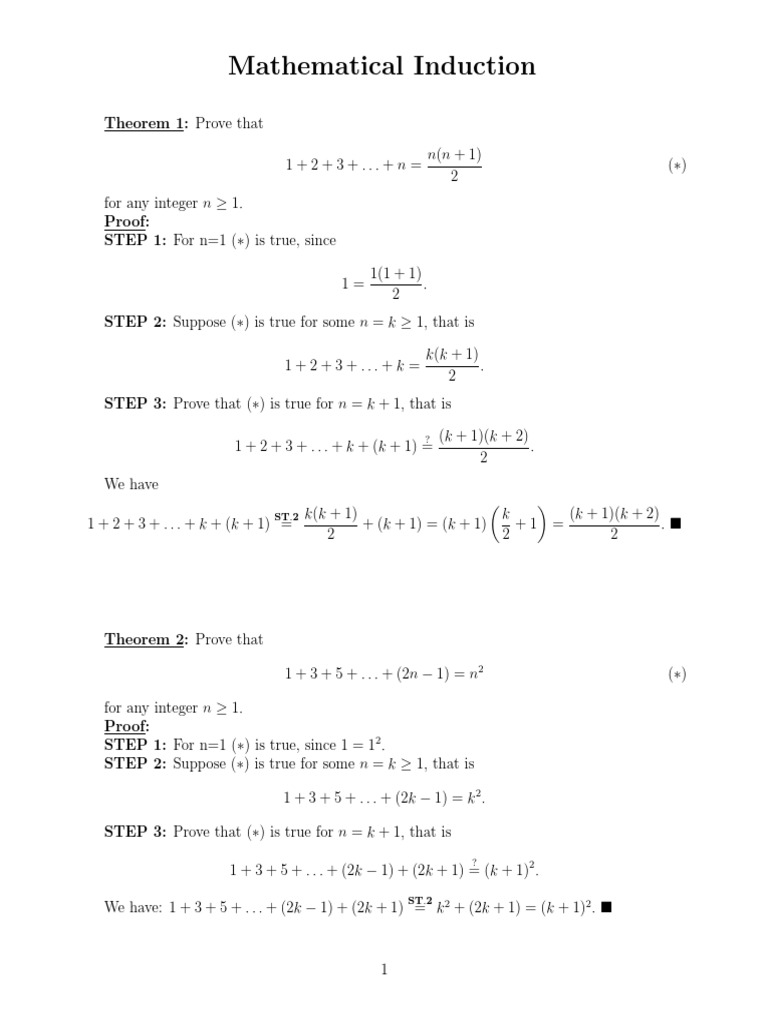 Mathematical Induction | PDF | Mathematical Proof | Theorem