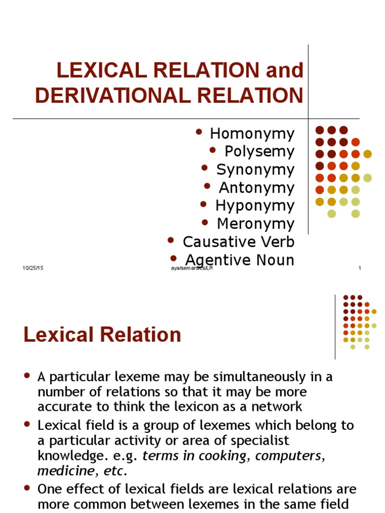 Lexical Relation | PDF | Lexical Semantics | Lexicon