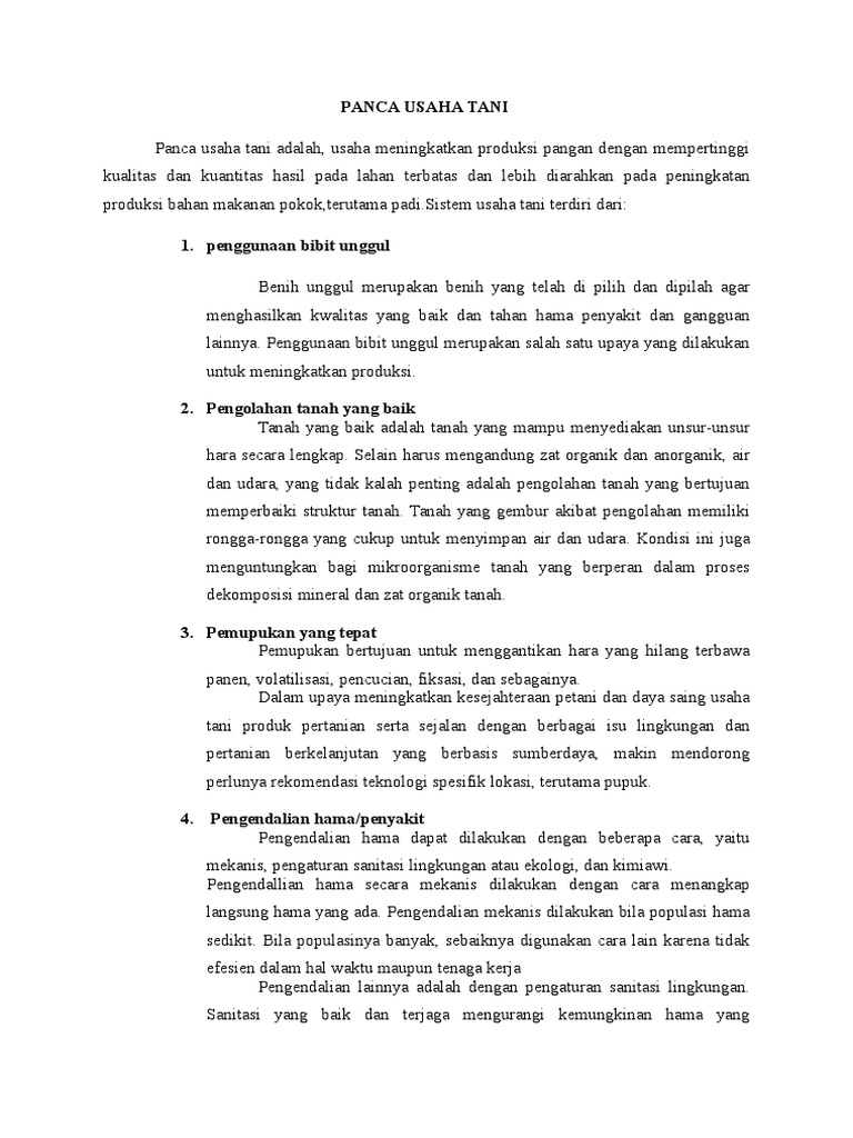 Panca Usaha Tani | PDF | Sains & Matematika