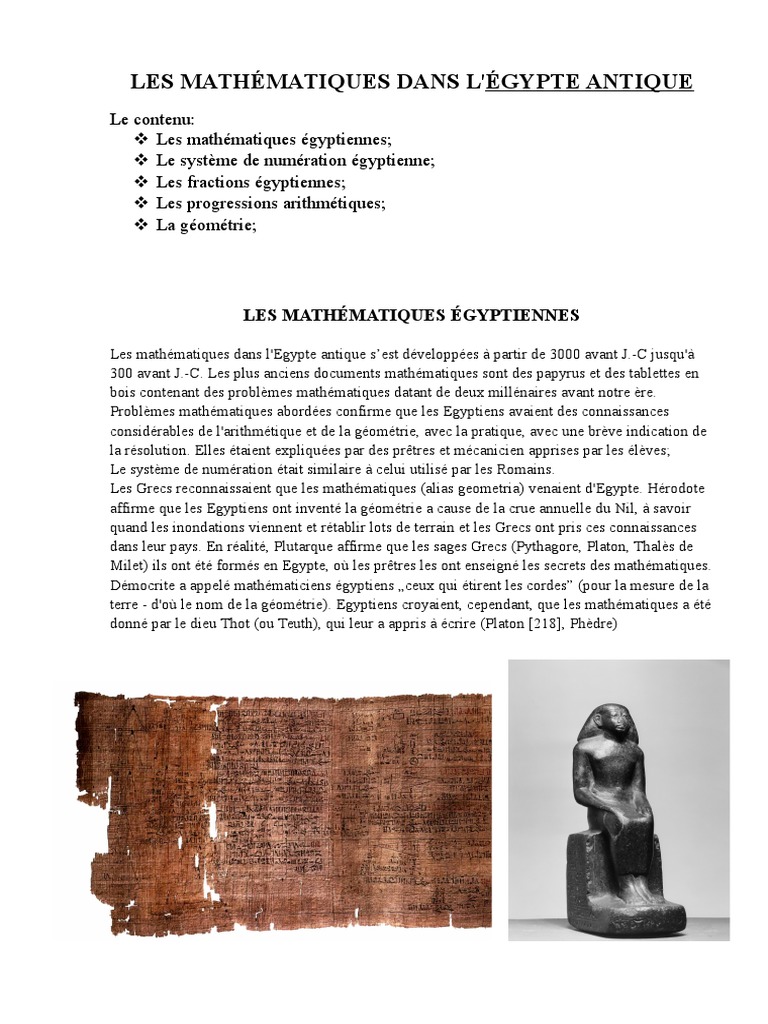 Les Mathématiques Dans L'égypte Antique | PDF | Égypte antique ...