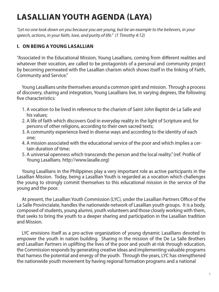 Lasallian Youth Agenda | PDF | Empowerment | Trees