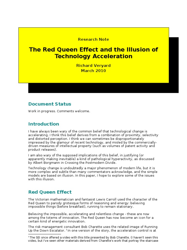 The Red Queen Effect and The Illusion of Technology Acceleration | PDF ...