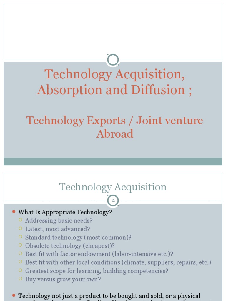 Technology Acquisition and Joint Ventures Guide | PDF | License ...