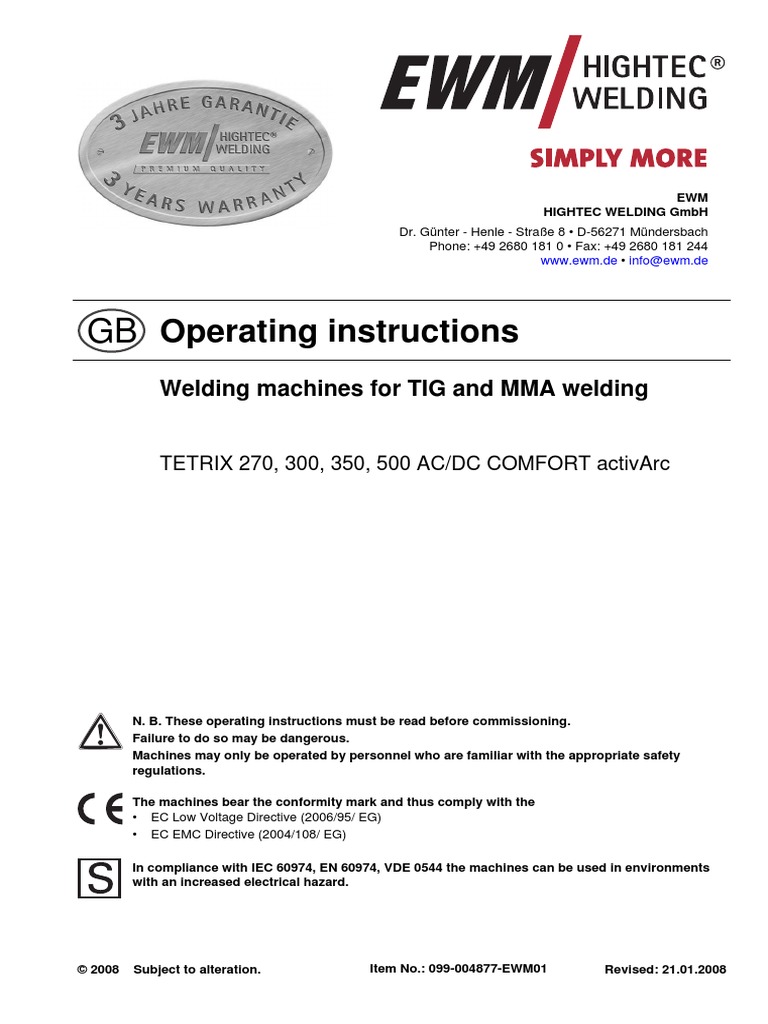 Tetrix 300 Acdc Manual | PDF | Electrical Connector | Welding