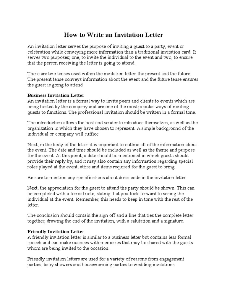 Definition of Invitation Letter | PDF | English Language | Word