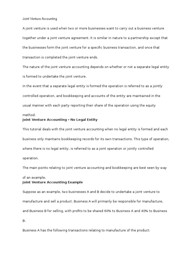 Joint Venture Accounting | PDF | Debits And Credits | Bookkeeping