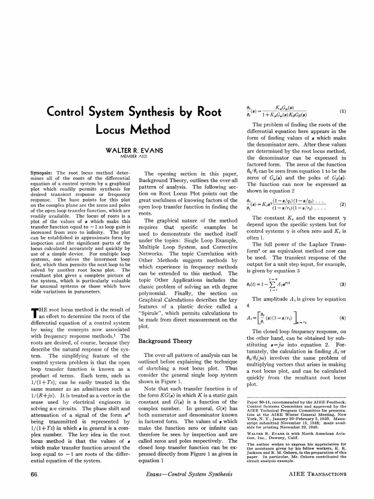 Control System Synthesis by Root Locus PDF | PDF | Mathematical Objects | Systems Theory