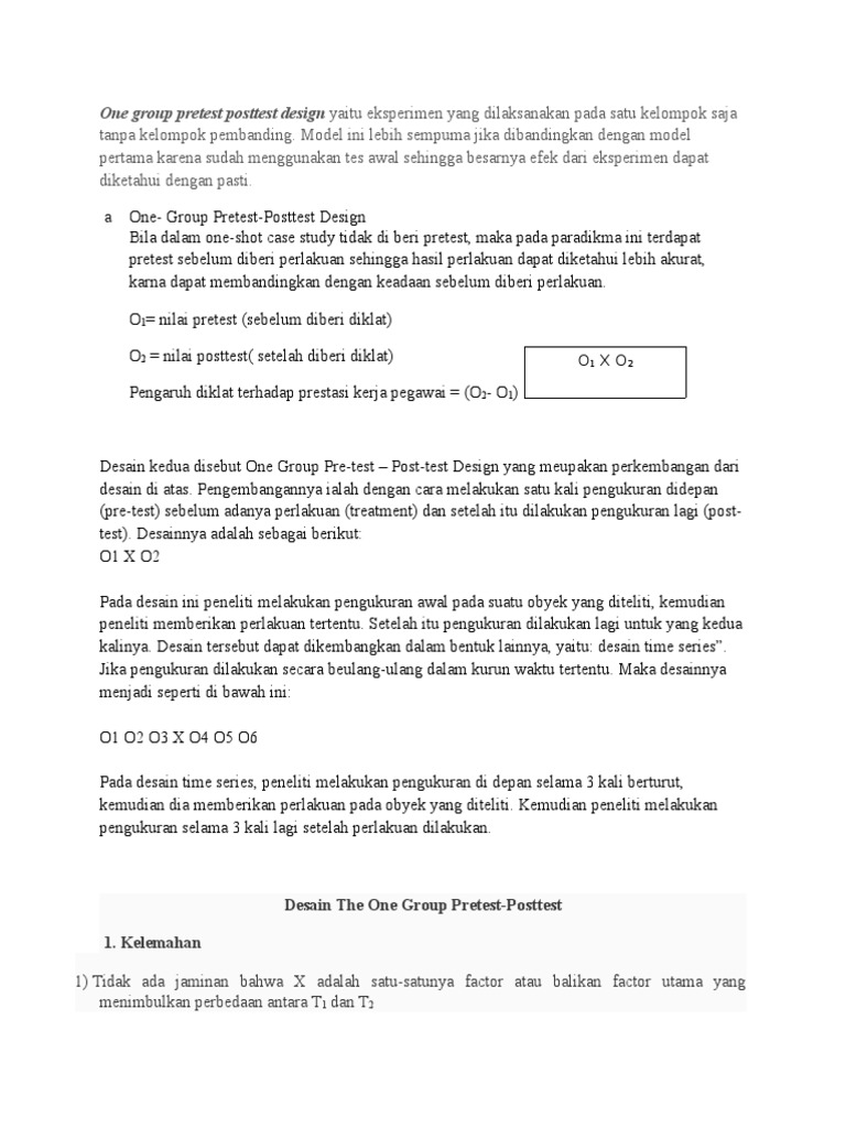 One Group Pretest Posttest Design Riset | PDF | Karier & Perkembangan ...