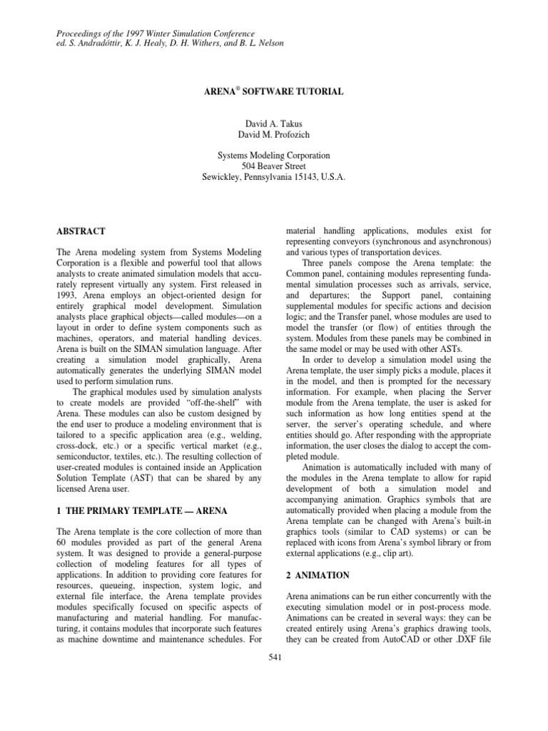 Arena Tutorial | PDF | Microsoft Excel | Simulation