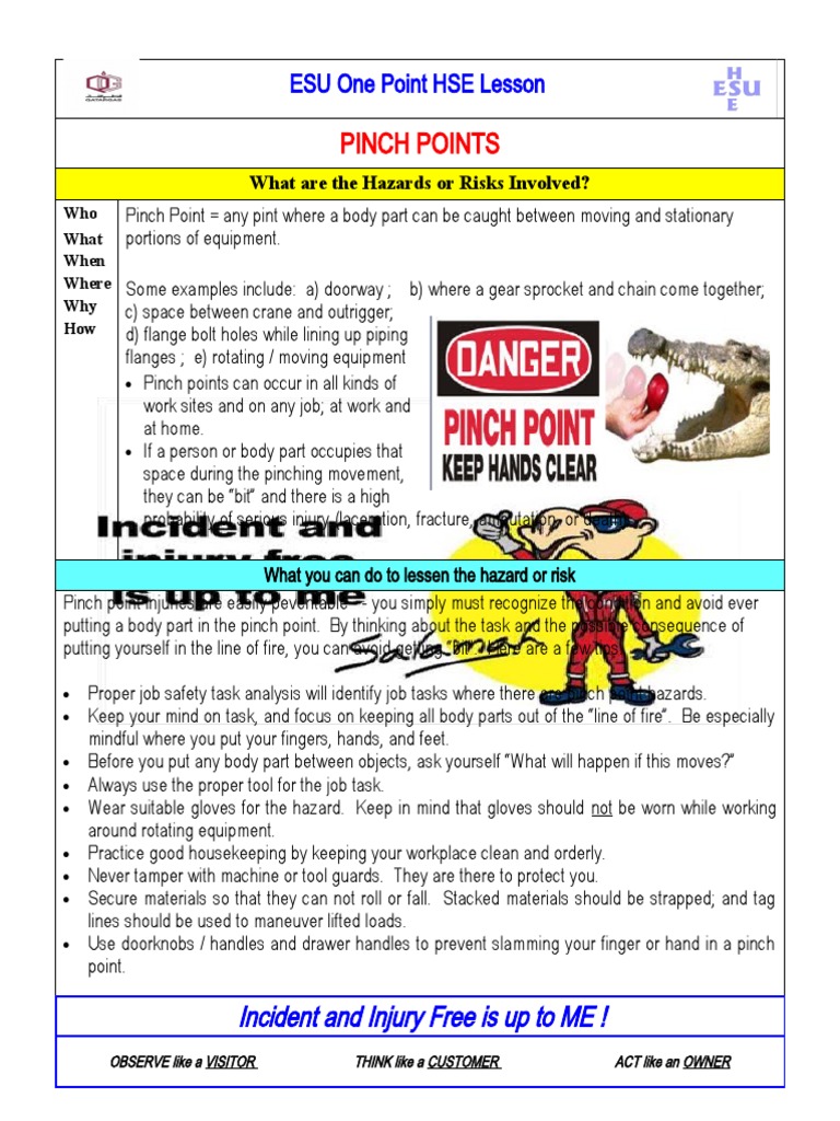 Pinch Point Safety: Hazards & Tips | PDF
