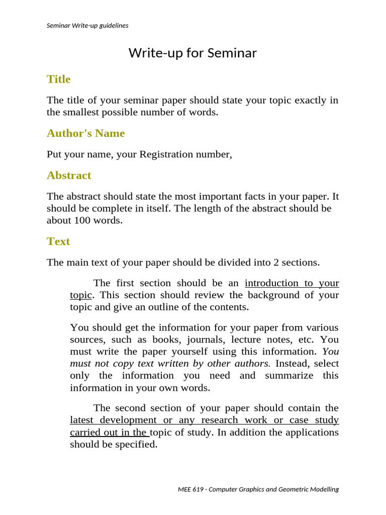 Write-Up For Seminar: Title | PDF