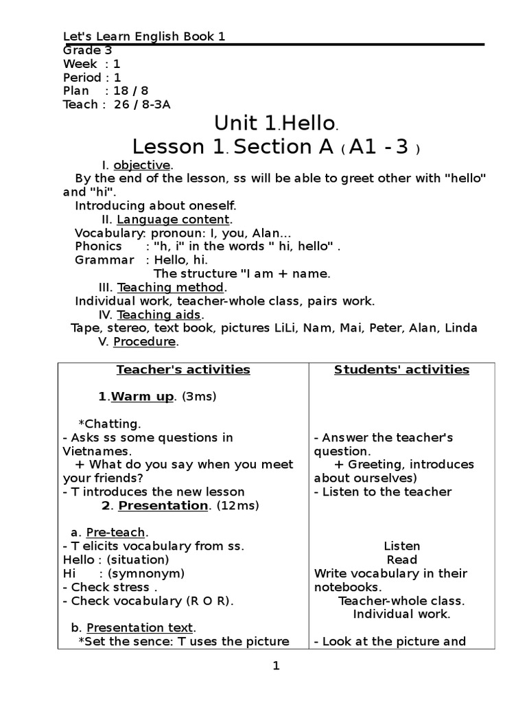 Lets Learn Book 1 | PDF | Reading Comprehension | English Language