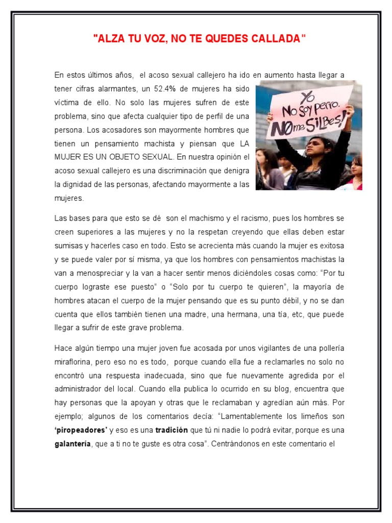 Alza Tu Voz No Te Quedes Callada B | PDF | Machismo | Acoso sexual