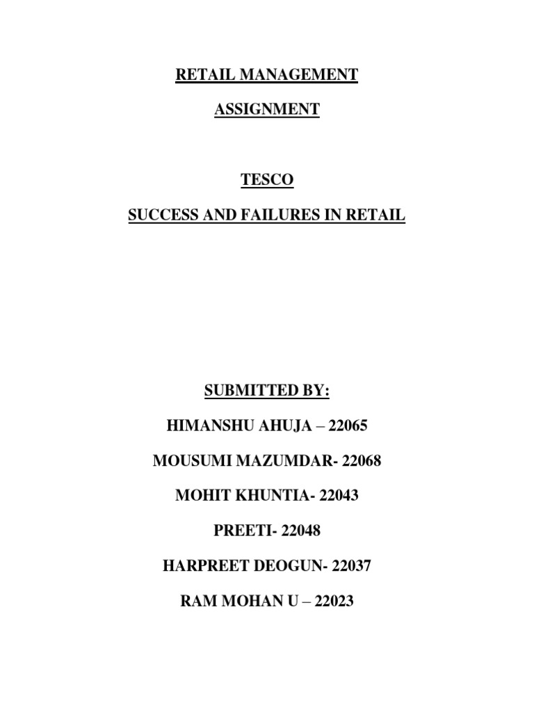 Tesco Retail Assignment | PDF | Tesco | Grocery Store