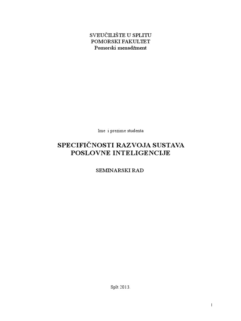 Primjer Seminara Iz Upravljanja Informacijskim Sustavima | PDF