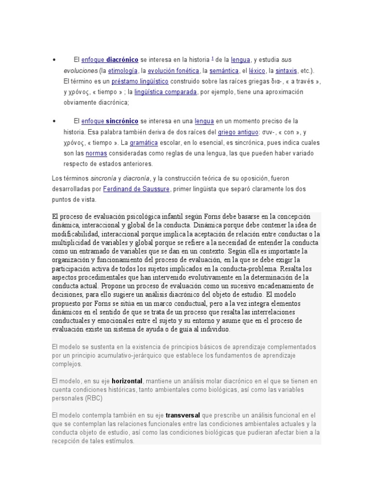 Estudio Diacronico y Sincronico | PDF | Comportamiento | Lingüística