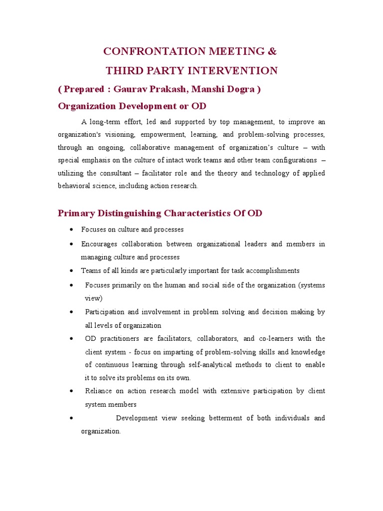 OD Strategies: Confrontation & Interventions | PDF | Leadership | Emergence