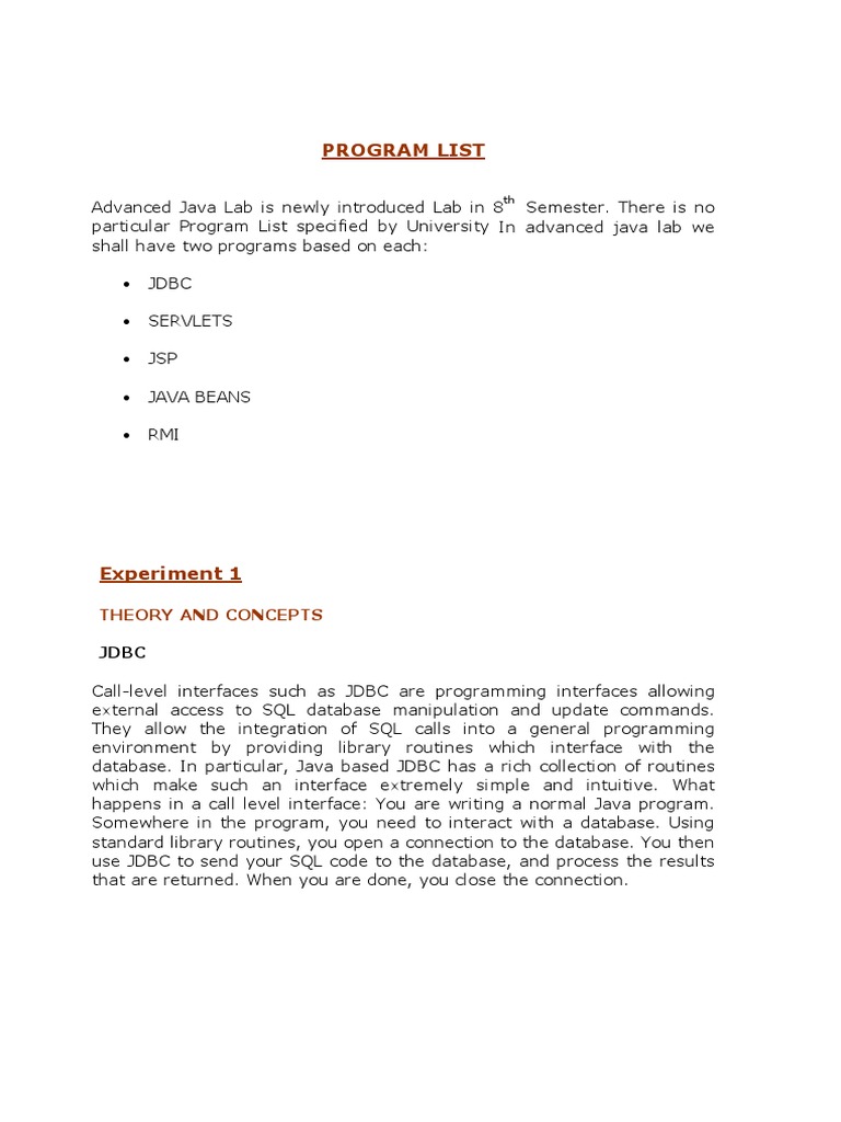 LabManual AdvancedJava NoRestrictions | PDF | Computing | Java Server Pages