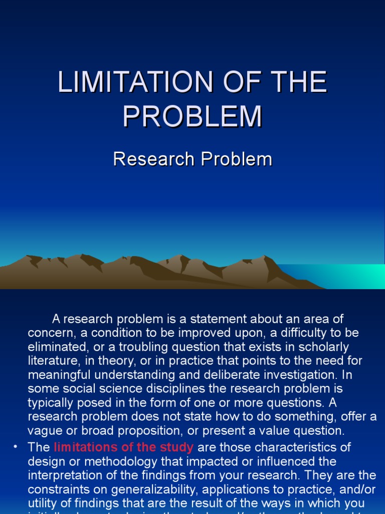 Limitation of The Problem | PDF | Bias | Survey Methodology