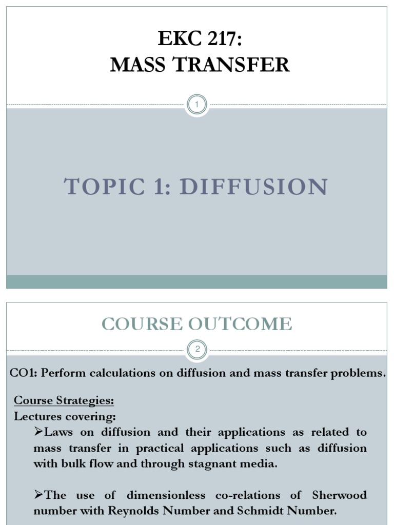 1 Introduction To Mass Transfer and Diffusion PDF | PDF | Diffusion ...