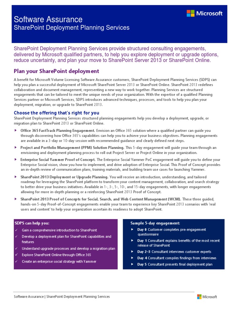 SharePoint Deployment Planning Services Datasheet | PDF | Share Point ...