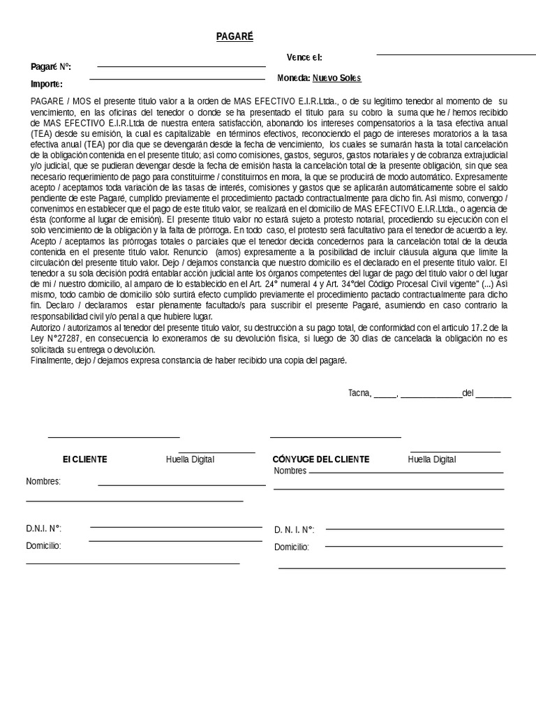 Modelo de Pagare | PDF | Pagos | Gobierno