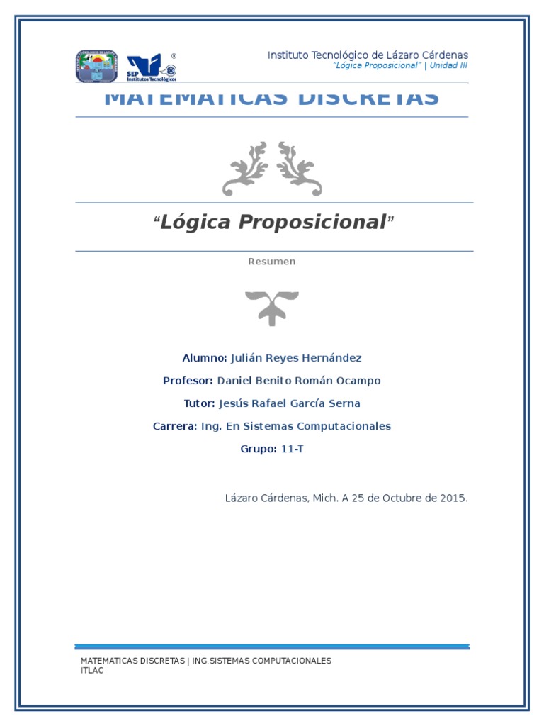 Resumen Logica Proposicional | PDF | Proposición | Si y solo si