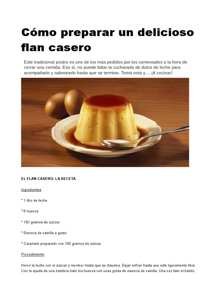 Receta Como Hacer Flan