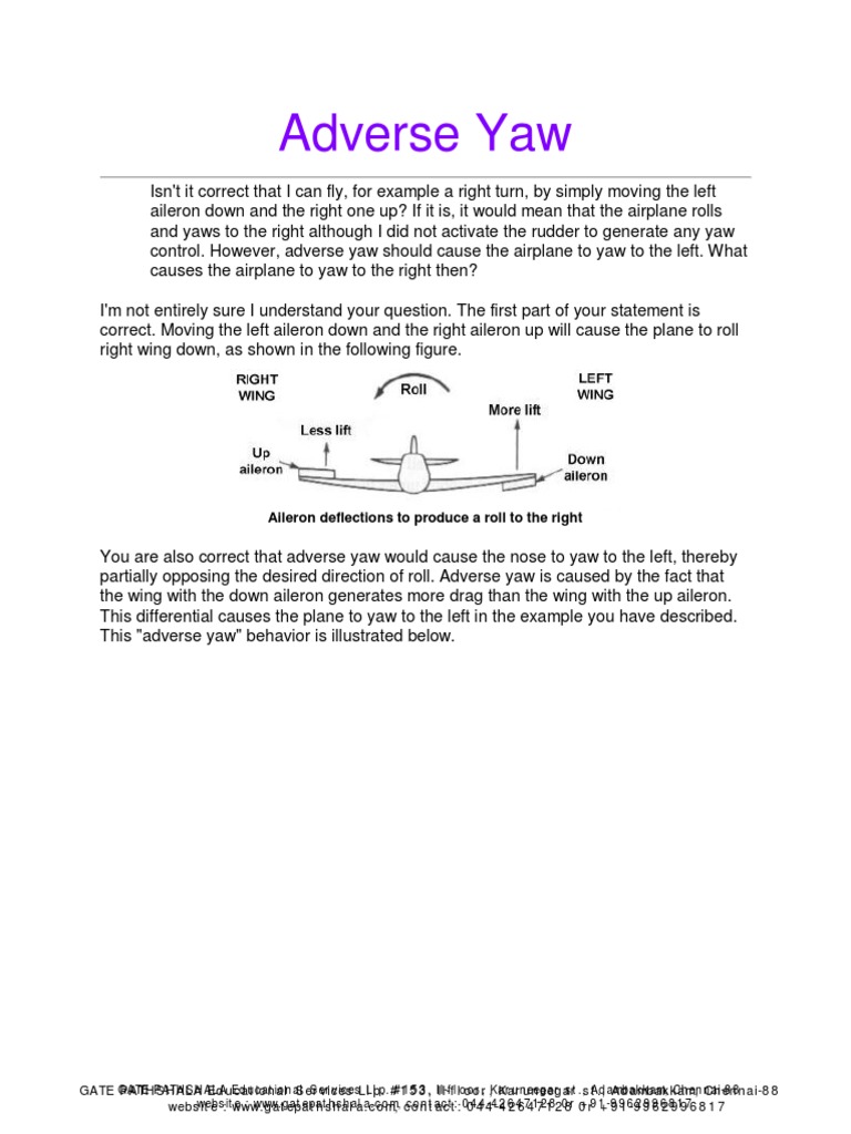 Adverse Yaw | PDF | Aileron | Flight