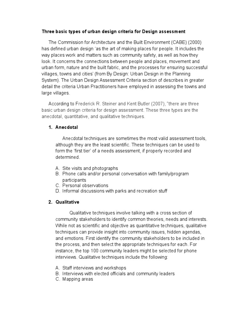 Three Basic Types of Urban Design Criteria For Design Assessment | PDF ...